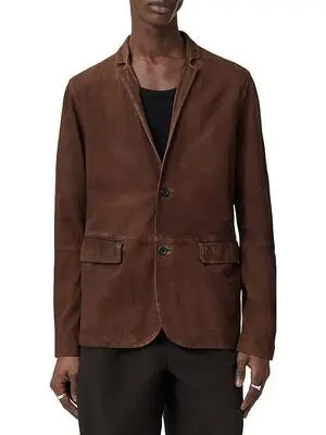 ALLSAINTS Monet Waxed Suede Regular Fit Blazer - Cider Brown