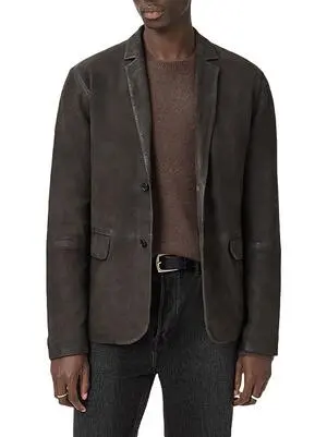 ALLSAINTS Monet Waxed Suede Regular Fit Blazer - Mole Brown