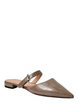 Bruno Magli Pasha Leather Mules - Taupe Crinkle Patent