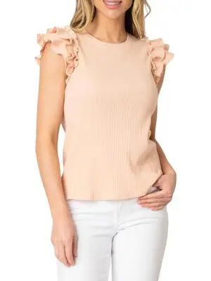 GIBSONLOOK GIBSONLOOK Flutter Sleeve Rib Top Soft Pink
