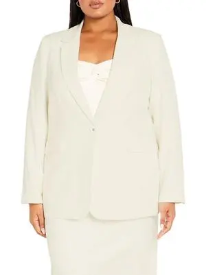 City Chic Clea One-button Blazer - Vanilla