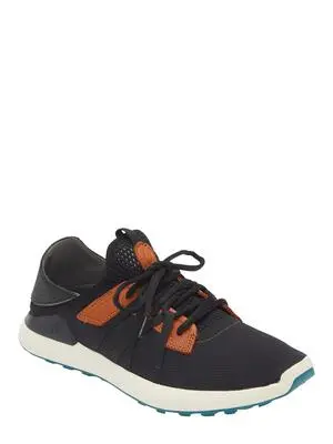 Olukai Manele Lace Up Golf Shoe - Black/dark Shadow