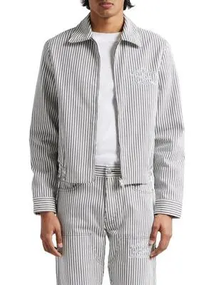 Amiri Motors Stripe Cotton Blouson Jacket - Black/white
