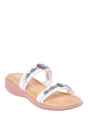 Minnetonka Brenn Slide Sandal - White Turquoise
