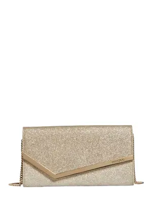 JIMMY CHOO Emmie Glitter Clutch - Platinum Ice