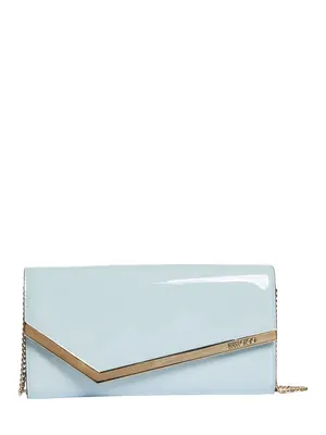 JIMMY CHOO Jimmy Choo Emmie Leather Clutch Ice Blue/ Light Gold
