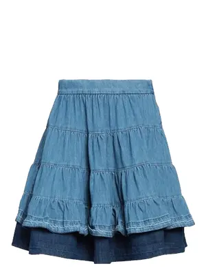Sandro Denim Ruched Skirt - Blue