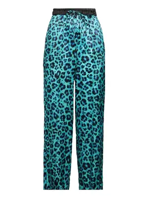 Sandro Leopard-print Wide Leg Pants - Blue