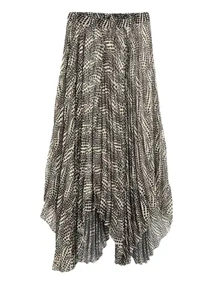 Isabel Marant Midi Pleated Animal Print Skirt - White