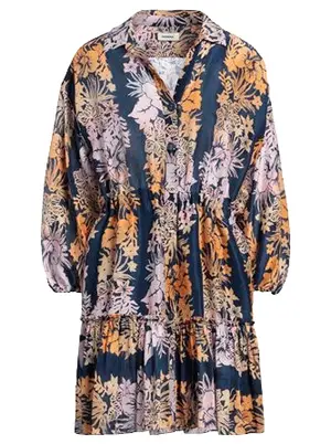 Sandro Mini Floral-print Shirt Dress - Navy