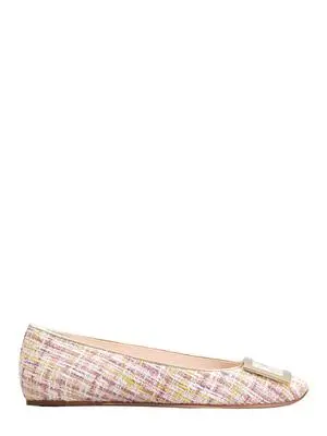 ROGER VIVIER Gommettine Tweed Piping Ballet Flats - Pink