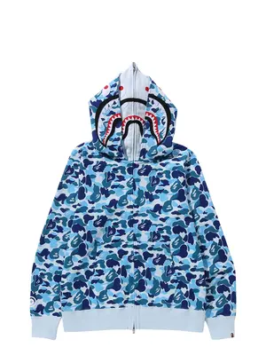 A BATHING APE Abc Camo Double Shark Full Zip Hoodie - Blue