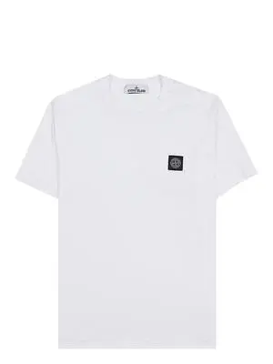 Stone Island Garment Dyed Logo T-shirt - White