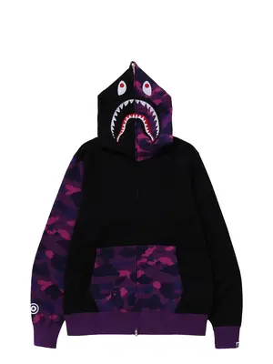 A BATHING APE Color Camo Shark Full Zip Hoodie - Purple