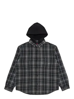 Supreme Tartan Flannel Hooded Shirt - Black