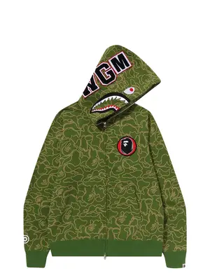 A BATHING APE 30th Anniversary Camo Shark Full Zip Hoodie - Green