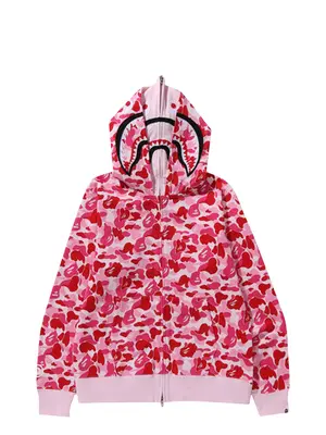 A BATHING APE Abc Camo Double Shark Full Zip Hoodie - Pink