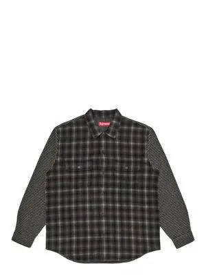 Supreme Houndstooth Plaid Flannel Shirt - Black
