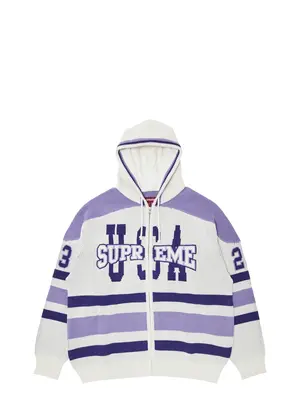 Supreme Supreme USA Zip Up Hooded Sweater White