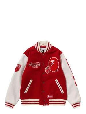 BAPE BAPE X Coca-Cola Varsity Jacket Red