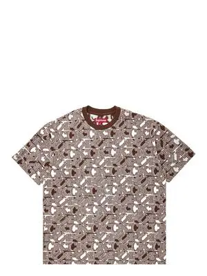 Supreme Intarsia Knit Short-sleeve Top - Brown