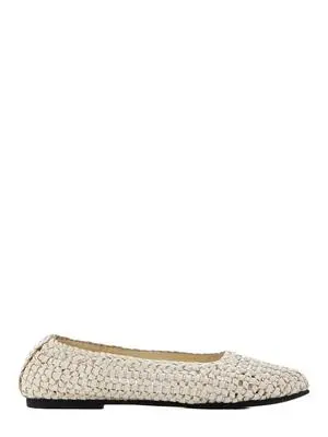 ST. AGNI Macrame Leather Ballet Flats - White