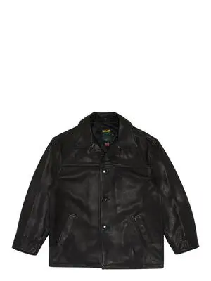 Supreme X Schott Leather Car Coat - Black