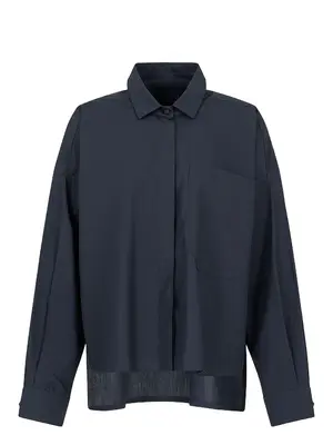 Emporio Armani Emporio Armani Poplin Shirt With Asymmetric Hem Blue / Navy