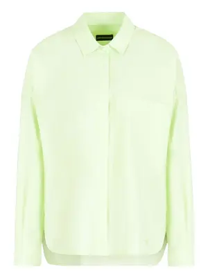 Emporio Armani Emporio Armani Poplin Shirt With Asymmetric Hem Green