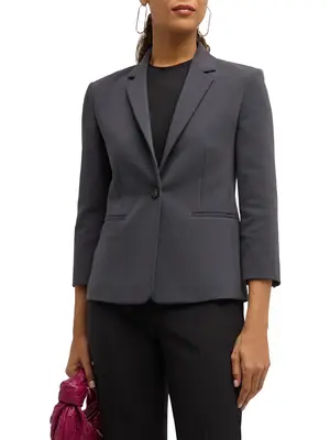 Vince Vince Shrunken Bracelet-Sleeve Blazer Graphite
