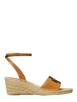 Tory Burch Tory Burch Ines Leather Double T Espadrille Sandals Tan