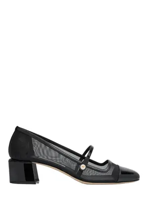 JIMMY CHOO Elisa Mesh Mary Jane Ballerina Pumps - Black