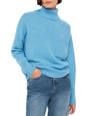 Whistles Chest Pocket Turtleneck Sweater - Blue