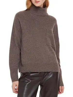 Whistles Pocket Turtleneck Sweater - Chocolate