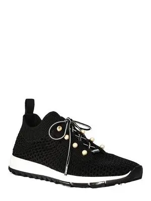 JIMMY CHOO Veles Crochet Knit Low Top Sneakers - Black