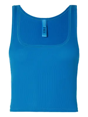 SKIMS SKIMS Ribbed Cotton-Blend Jersey Tank Blue