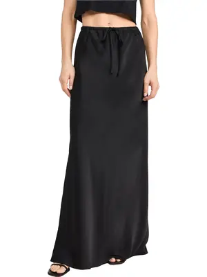 WAYF Drawstring Maxi Skirt - Black