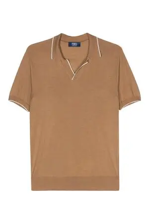 Fedeli Wave Fine-knit Polo Shirt - Brown