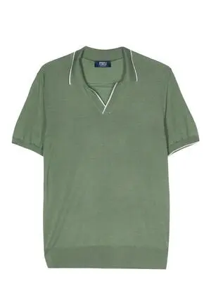 Fedeli Wave Fine-knit Polo Shirt - Green