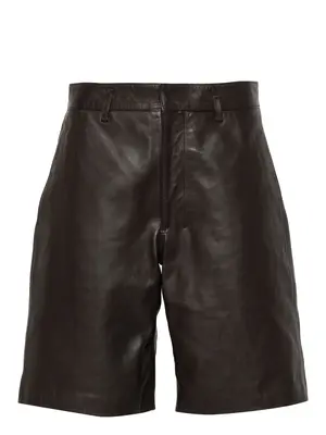 LEMAIRE Leather Knee Shorts - Brown