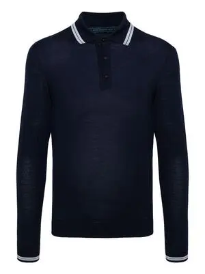 Kiton Knitted Wool Polo Shirt - Blue