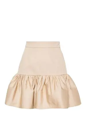 PATOU Ruffled Cotton Miniskirt - Neutrals