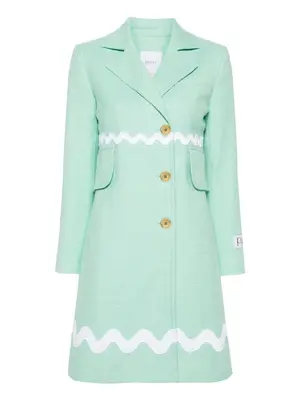 Patou Wave Tweed Coat - Green