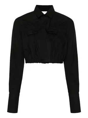 Patou Bow Cropped Blouse - Black