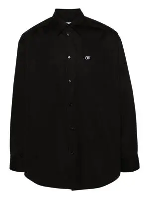 Off-White Logo-embroidered Cotton Shirt - Black