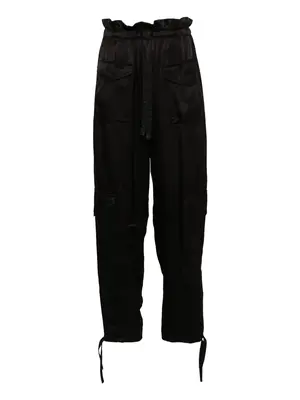 GANNI Satin Cargo Trousers - Black