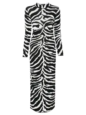 ANA RADU Ana Radu Zebra-Patterned Long Dress