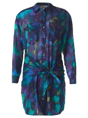 MARANT ETOILE Green Tie-dye Cotton Mini Dress - Blue