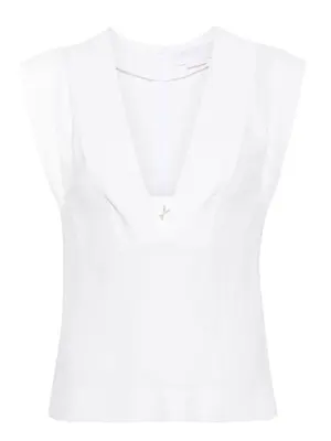 GENNY Logo-embellished Sleeveless Blouse - White