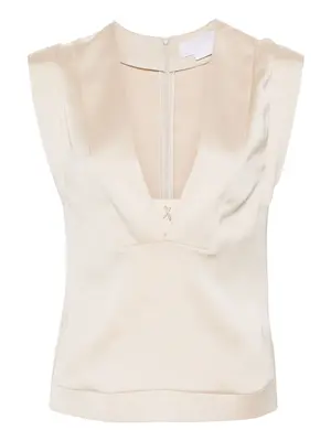 GENNY Appliqué-detail Sleeveless Blouse - Neutrals